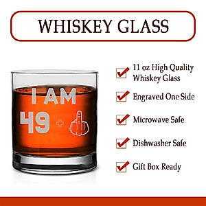 Veracco I am 49+1 Middle Finger Whiskey Glass FunnyGift For Someone Who Loves Drinking Bachelor Party Favors (Clear, Glass)
