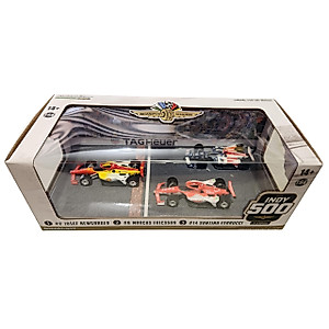 Greenlight 11581 2023 Indianapolis 500 Podium 3-Car Set #2 Josef Newgarden, 8 Marcus Ericsson, 14 Santino Ferrucci 1:64 Scale Indy 500 in Diorama Display Box