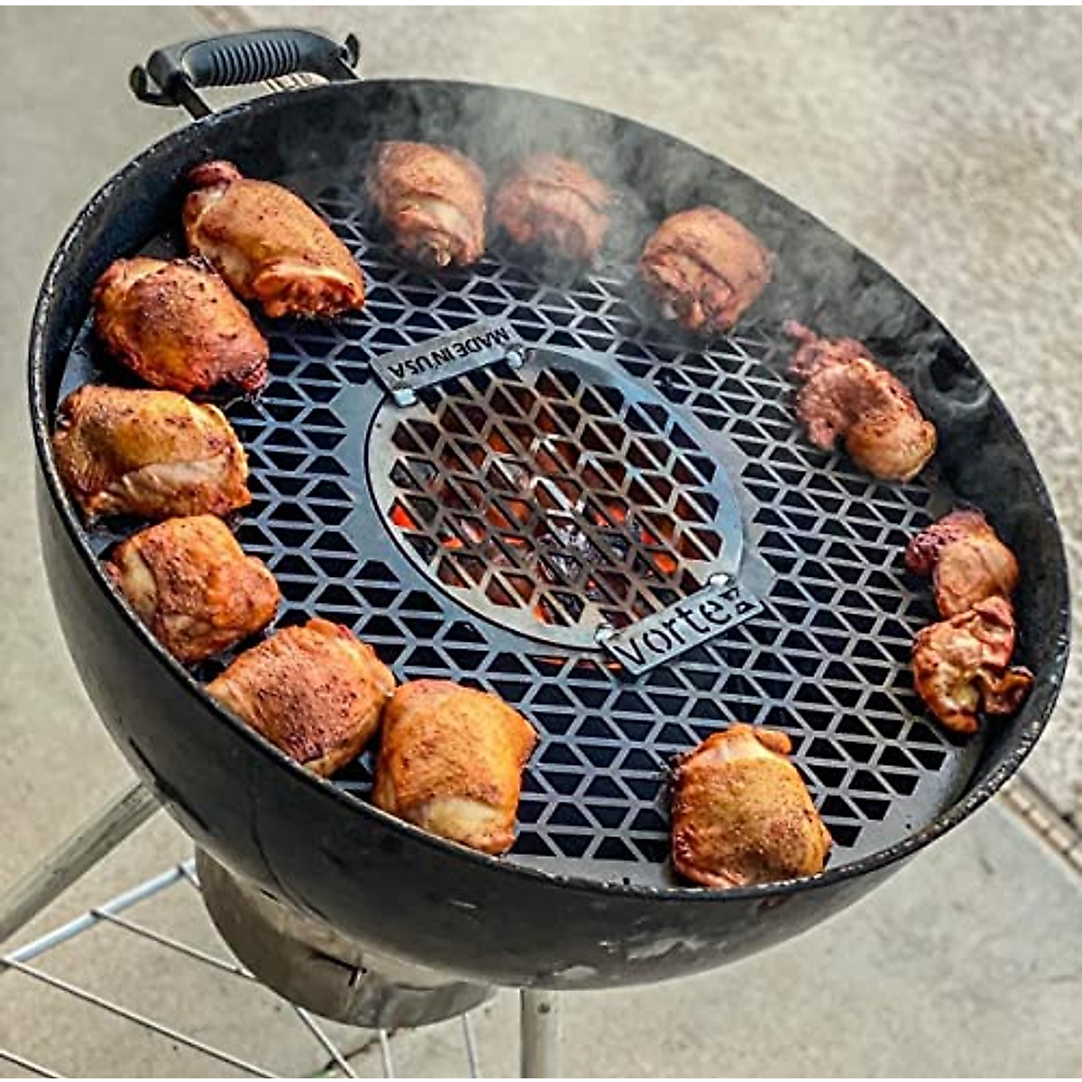 VORTEX (IN)DIRECT HEAT® Grill Grate Replacement for 22 Kettle, UDS OR KAMADO Style Charcoal BBQS with Removable Searing Grate - 22 in