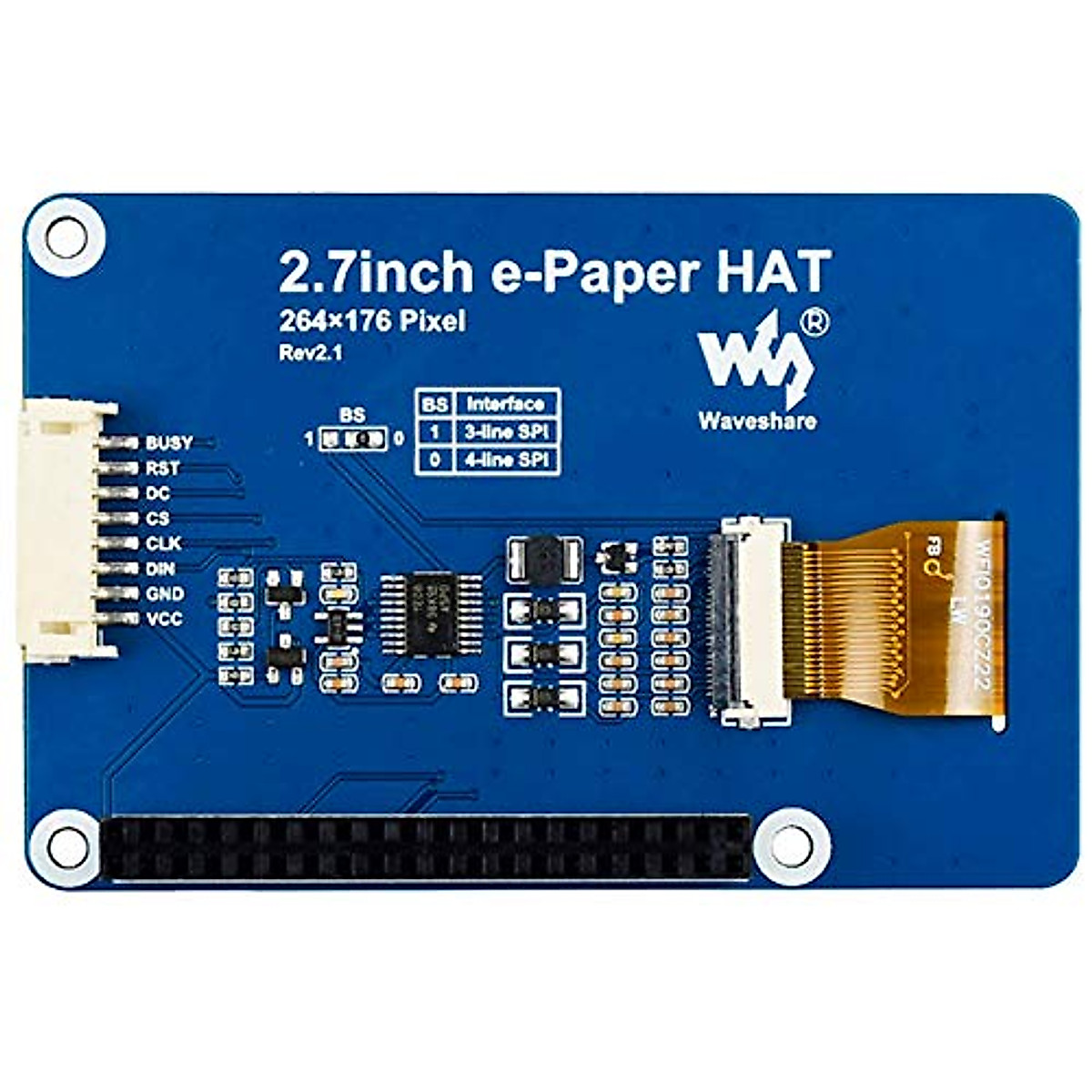 2.7inch E-Ink Display HAT,264x176 Pixel Black,White Two-Color 3.3V/5V E-Paper Screen LCD for Raspberry Pi 4B/3B+/3B/2B/Zero/Zero W/Zero WH and Jetson Nano SPI Interface Support Full Refresh