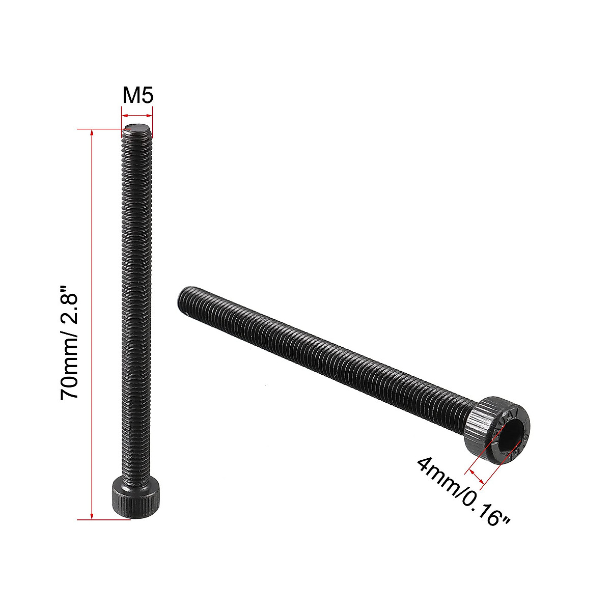 uxcell M5 x 65mm 12.9 Alloy Steel Hex Socket Head Cap Screws Bolt Black 20pcs