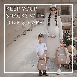 Designer Insulated Lunch Bag for Women - Luli Bebe Monaco Mini Lunch Bag with Shoulder Strap for Baby Food and Snacks (Latte Brown)