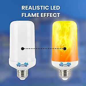 MCNICK & COMPANY Flame Light Bulbs - LED Flickering Bulbs (4 Pack) - Flicker Flame Light Bulbs That Look Like Gas Lanthern - Light Bulbs That Look Like Flames