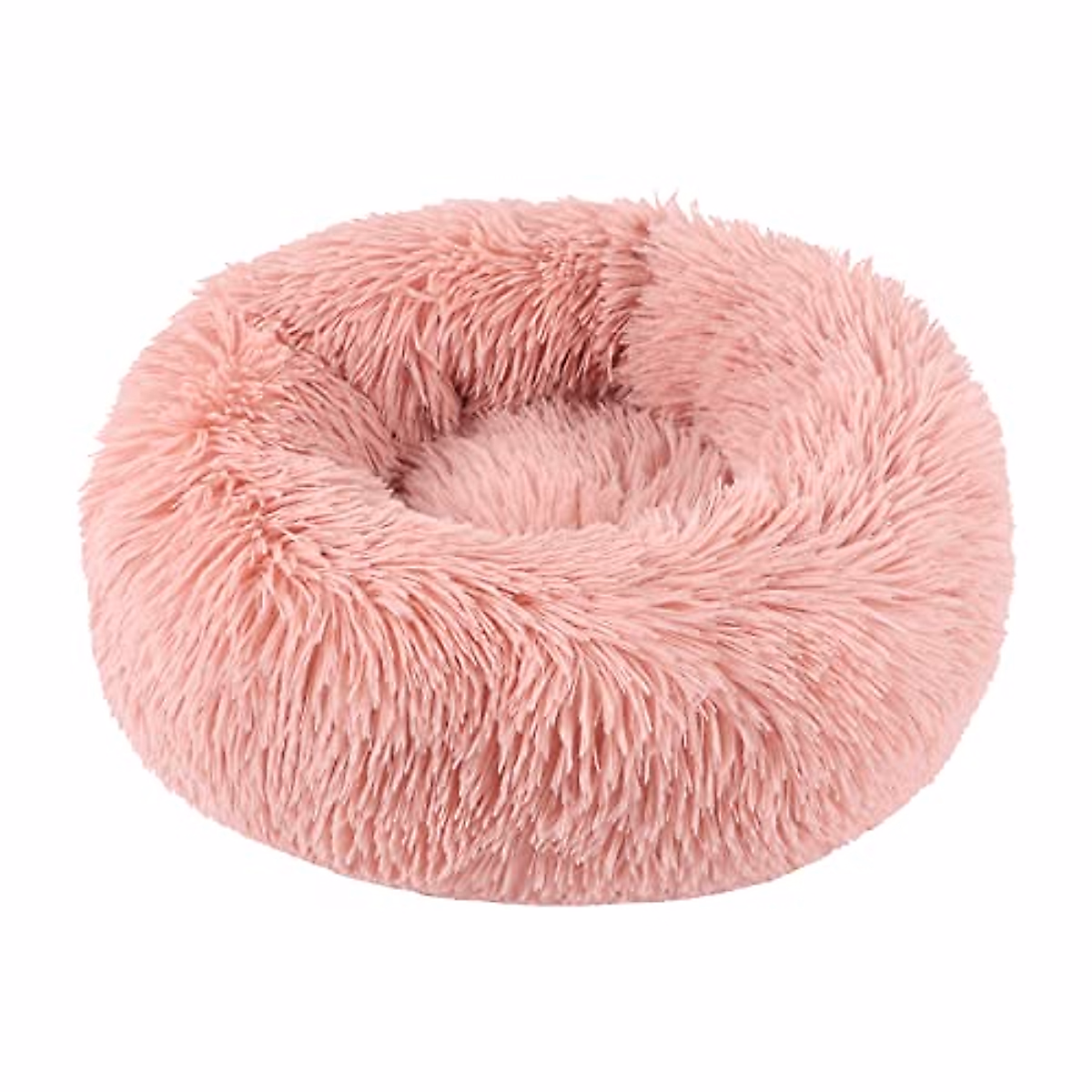 ZEJEUER Cat Bed, Small Dog Bed, Round Donut Washable Plush Fluffy Faux Fur Soft Cushion Beds for Indoor Pets