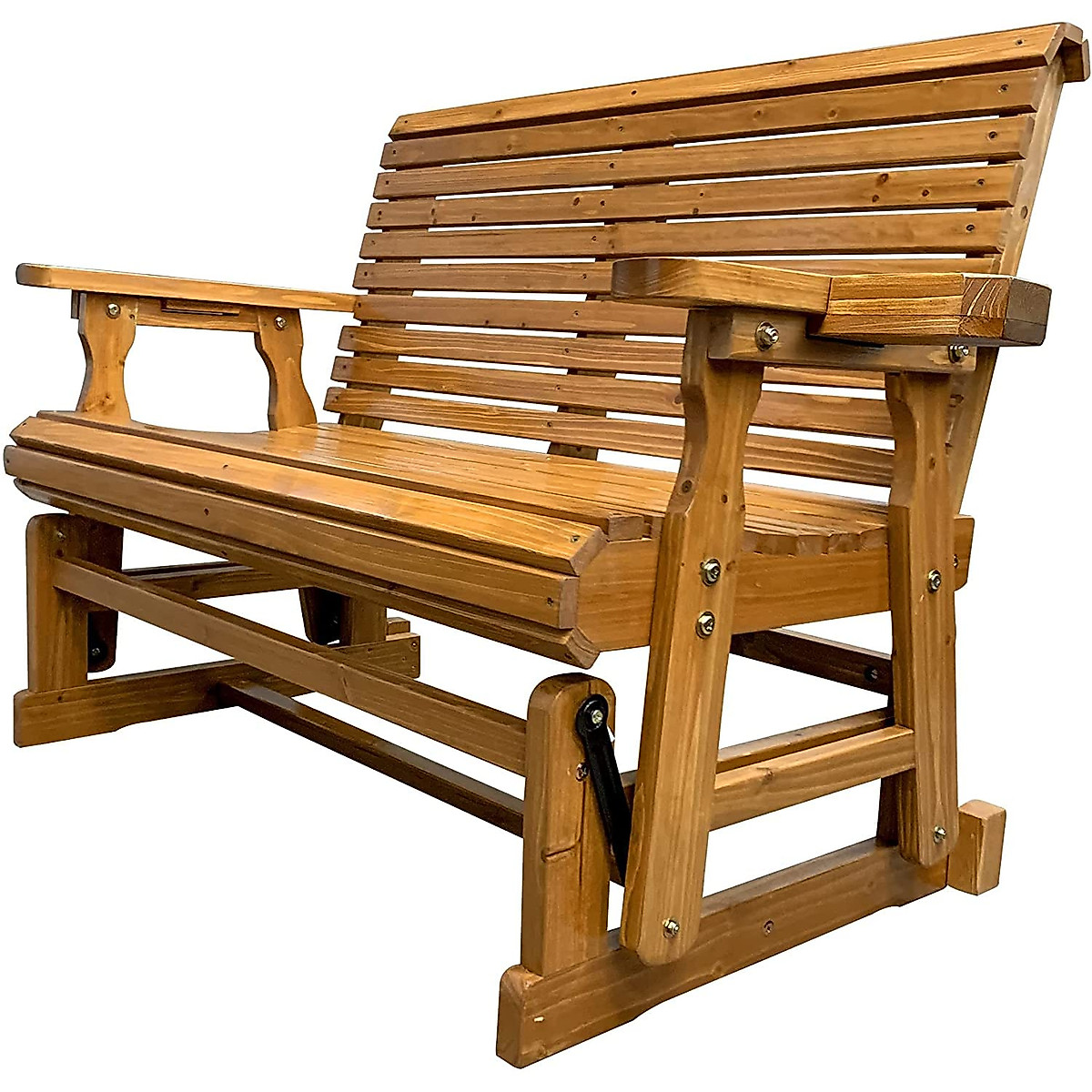 Fortune Candy Patio Glider with Cup Holders, High Roll Back and Deep Contoured Seat, 2-Seater, Heavy Duty 800 Lb, 4 Feet (Brown 4 Ft)