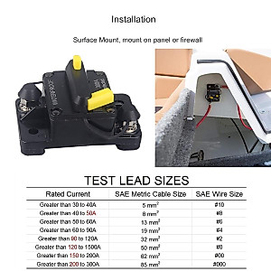 OUHL 150 Amp Circuit Breaker 12V- 48V DC Manual Reset Fuse for Trolling Motor Rv Marine Boat Vehicles System Protection Waterproof (150A)