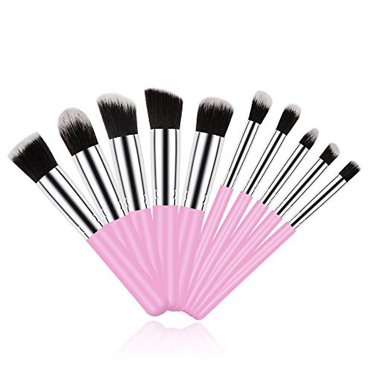 Make Up Brush, 10 Piece Soft Pink Makeup Brushes Set Portable Kabuki Liquid Cream Brushes with Cruelty-Free Synthetic Fiber Bristles Beauty Tools…