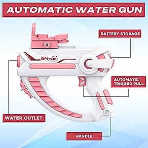 Automatic Water Gun Electric Squirt Water Blaster Guns Soaker Squirt Summer Squirt Shooter Gun Toy Water Gun for Girls Outdoor Swimming Beach Water Fighting Toys