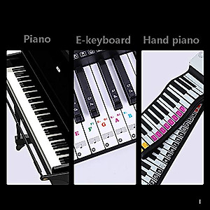 Transparent Removable Piano Keyboard Stickers Thin with Colorful Bigger Letter Used for 88/61/54/49 Keys for Piano Beginner Learning Kids