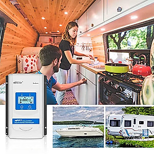 EPEVER 30A MPPT Dual Battery Solar Charge Controller 12V/24V Auto Max. PV 100V DuoRacer 30 Amp Controller for RV Camper Caravan Boat Trailer fit for Sealed, Gel, Flooded, Lithium Battery