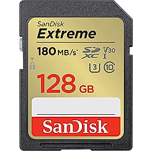 SanDisk Extreme 128GB SD Memory Card Works with Sony Alpha a7C, a6600, a6100, a6400 Mirrorless Camera (SDSDXVA-128G-GNCIN) U3 SDXC UHS-I Bundle with (1) Everything But Stromboli Micro & SD Card Reader