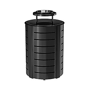 Suncast Commercial 35 Gallon Metal Outdoor Trash Can, Black