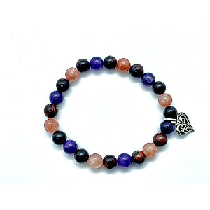 DCE Triple Stone OPTIMUM WEIGHT LOSSt Handmadee 8MM Gemstone Red Tiger Eye - Sunstone - Amethyst Beaded Jewelryyts Natural Healing Metabolism Booster Spiritualts By Dazzling Crys