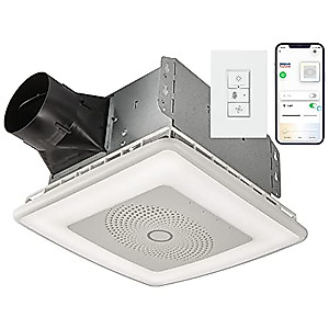 Broan-NuTone VC110CCT Sensonic Alexa Voice Controlled Smart Exhaust Fan with Dimmable LED Light and Bluetooth Speakers, 110 CFM