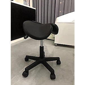 MIWOOYY Saddle Stool Ergonomic Saddle Stool/Professional Saddle Chair-Adjustable with Wheels, Heavy Duty Black Swivel Chair, for Beauty, Massage, Dental Clinic