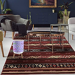 Round Trash Can with Press Lid Game cute backdrop with colorful Joystick and stars Kawaii seamless Small Garbage Can Trash Bin Dog-proof Trash Can Wooden Legs Waste Bin Wastebasket 7L/1.8 Gallon