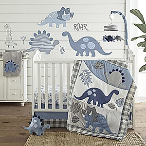 Levtex Baby - Kipton Nursery Hamper - Square Fabric Hamper - Dinosaur - Grey, Blue and White - Nursery Accessories - Size: 14 x 14 x 19in.