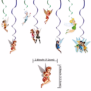 Fairy Birthday Decorations Cartoon Party Decorations Banner and Hanging Swirls for Kid, Boys and Girls Happy Birthday Fairy Party Supplies.