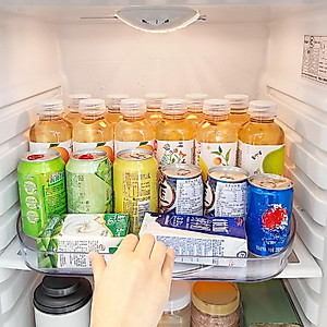 Lazy Susan Fridge Turntable Organizer for Refrigerator, 360°Rotating Fridge Organizer and Storage with Non-Slip Base and Raised Edge for Cabinet, Countertop, Table Top, Kitchen, Pantry