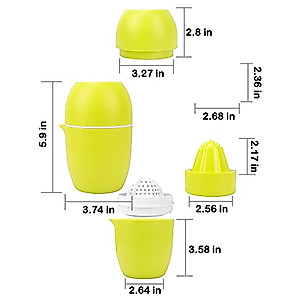 Lechin Hand Juicer - Citrus Juicer with Lemon Shape - Hand Lemon Juicer with Two Press Options for Different Fruits (Yellow)