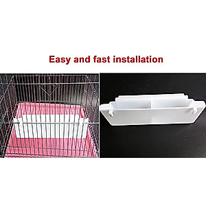 Lucky Interests 4pcs Bird Feeder, Pet Bird Food Double Plastic Seed Water Feeder Dispenser Standing Frame Plastic Food Feeder Cup for Parrots Cockatiel Pigeon Sparrow Bird Cage Bowl with 4 Bird Spoons