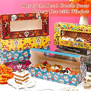 12 Pcs Day of The Dead Cookie Boxes with Window, Bakery Box, 12 x 5.5 x 2.5 Inches Skull Sombrero Cupcake Boxes Pastry Box Dessert Boxes for Halloween Mexican Themed Party Decoration Supplies