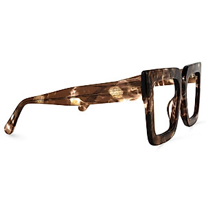 Zeelool Stylish Thick Oversized Square Eyeglasses for Women with Non-prescription Clear Lens Brandon VFP0306-11 Brown