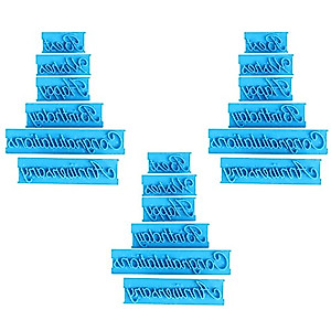Cake Embosser, 3 Set Blue Handwriting Letter Cake Embosser Cookie Stamp Impress DIY Plastic Molds Cake Decorating Printing Mold