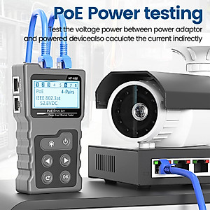 RJ45 Network Cable Tester, VXSCAN Multifunction Poe Ethernet Cable Tester Kit for CAT5e/CAT6/CAT6a, Network Cable Continuity Tester DC Power & Switch Loop-Back Test Poe Checker