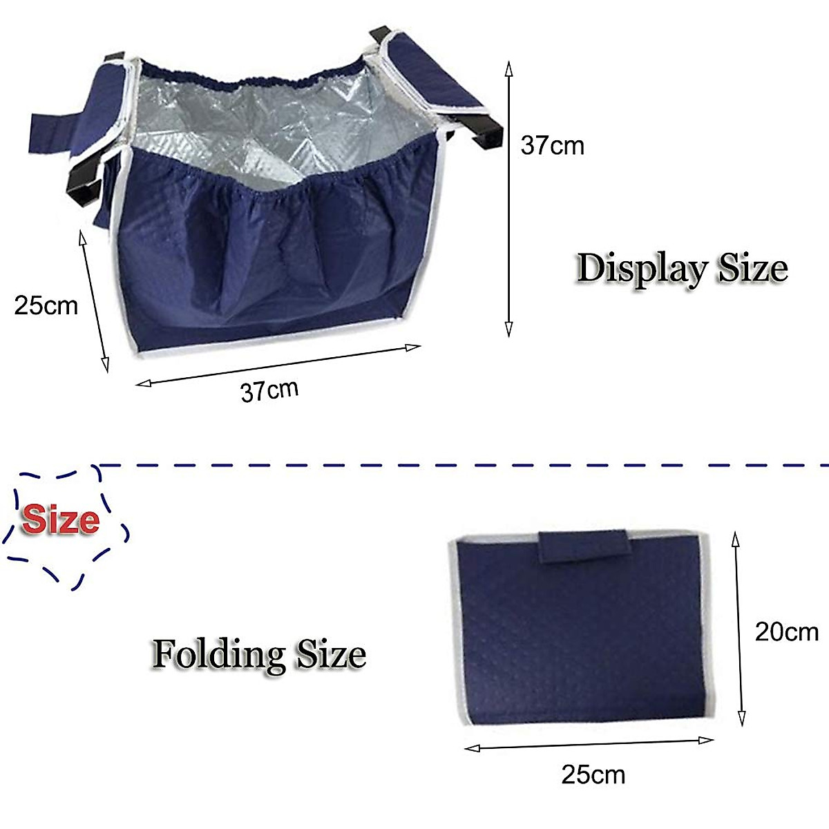 2Pack Insulated Reusable Grab Shopping Bag Collapsible Grocery Shopping Tote Bags with Handles,Clip on Shopping Cart As Seen On TV