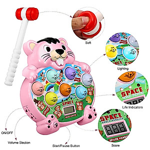 XDR Whack A Mole Game for Toddlers, Interactive Whack a Mole Pounding Toy, Fun Activities for Toddlers Games Age 3, 4, 5, 6,7 Early Development Learning, with Music, Lights, 2 Soft Hammers