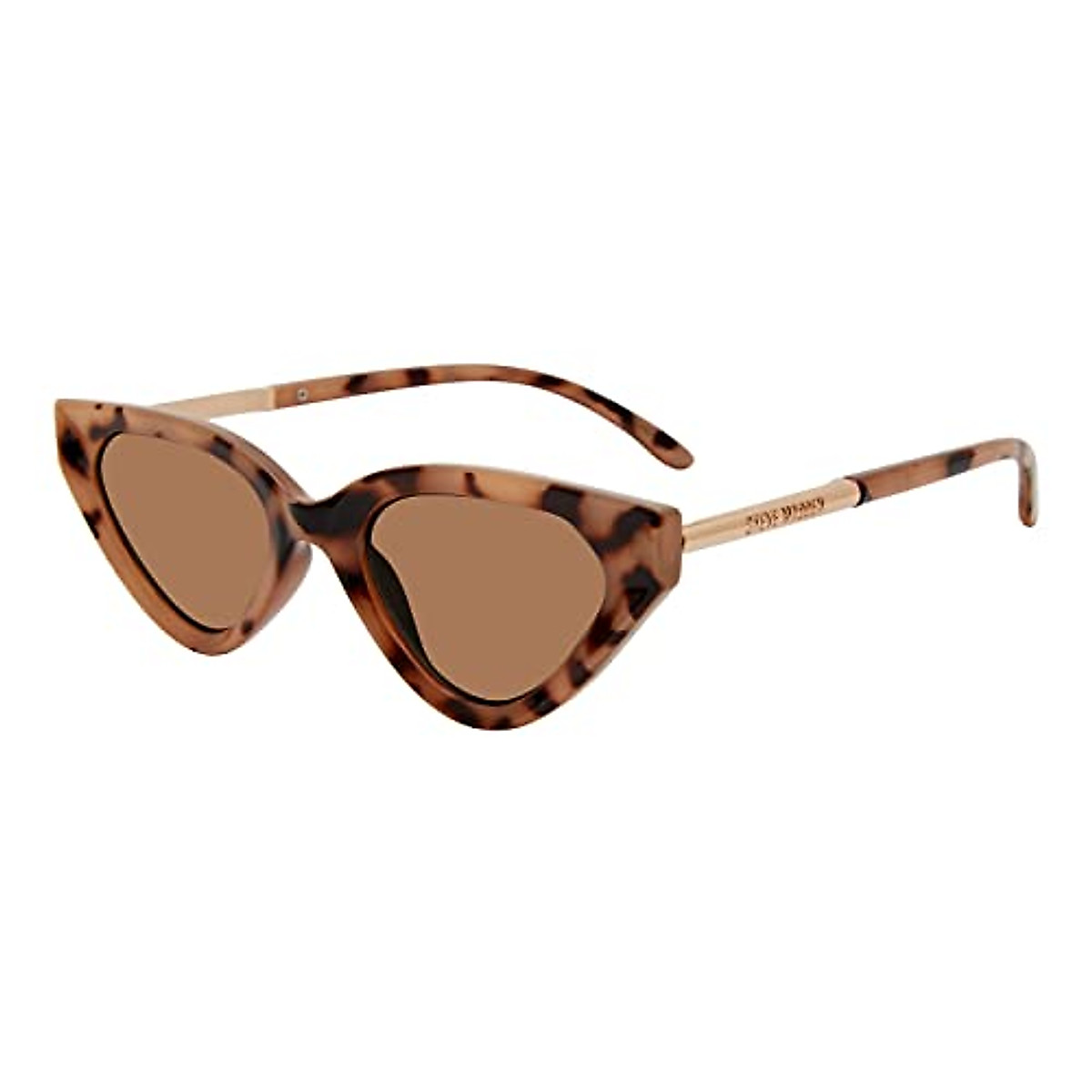 Steve Madden Women's Female Sunglasses Style Kamie Cat Eye, Milky Tortoise/Gold/Solid Brown, 52mm, 22mm