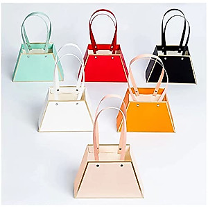 DAWN FLAME 4PCS Portable Gift Bag Bouquet Wrapping Paper Bag Waterproof Portable Flower Arrangement Bag Birthday Wedding Holiday Party Gift Bag Florist Supplies (Pink), 8.27x3.94x5.12IN