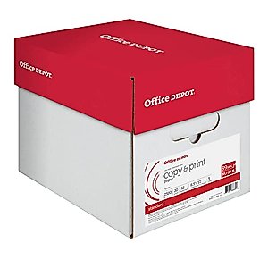 Office Depot Copy Print Paper, 8 1/2in. x 11in., 20 Lb, 500 Sheets Per Ream, Case Of 5 Reams, 851201CS