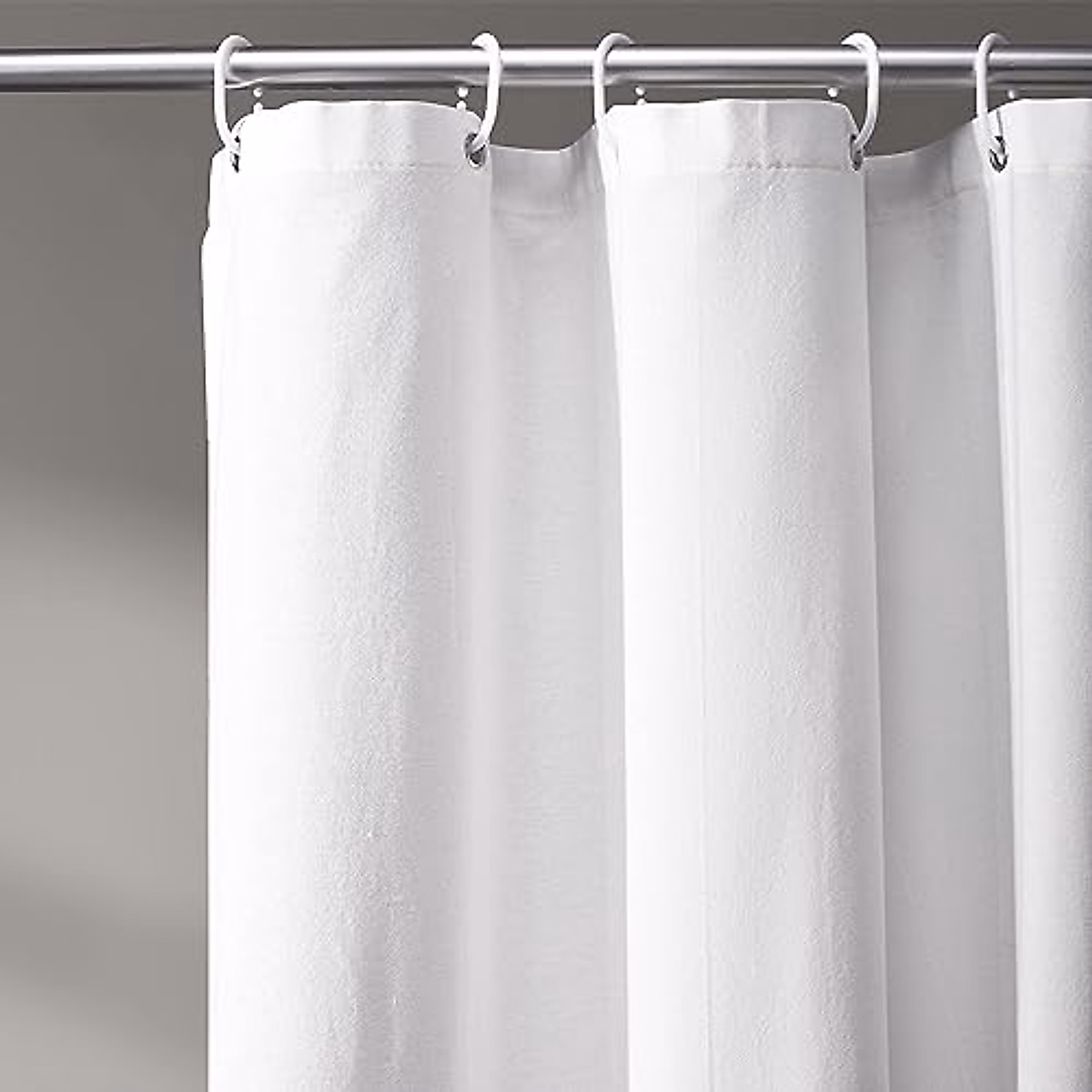 Awellife Farmhouse Shower Curtain for Bathroom, Linen and Cotton Woven Fabric, Country Rustic Style Shower Curtain Set (White, 72" L x 60" W)