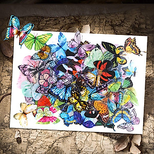 JULMELON 240 PCS Vintage Butterfly PET Transparent Stickers Set Butterflies Resin Stickers Decals for Scrapbook Silicone Resin Molds DIY Crafts Laptops