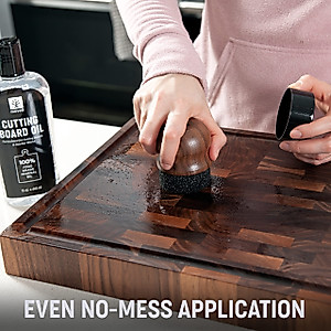 Mevell Cutting Board Oil Applicator, Great for Butcher Blocks, Counter Tops, and Wooden Utensils - Wax, Cream & Conditioner Applicator, Walnut Wood Handle