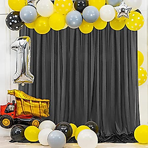 10ft×10ft Black Chiffon Backdrop Curtains for Parties 2 Panels 5×10ft Sheer Wrinkles Free Glimmer Black Drapes for Backdrop Curtain Decorating Birthday Baptism Baby Shower Wedding