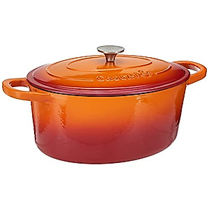 Crock Pot Artisan Oval Enameled Cast Iron Dutch Oven, 7-Quart, Sunset Orange