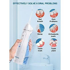 Water Dental Flosser Cordless for Teeth Cleaning - 4 Modes Oral Irrigator Braces Flossers Cleaner, Rechargeable Portable IPX7 Waterproof Powerful Battery for Travel Home