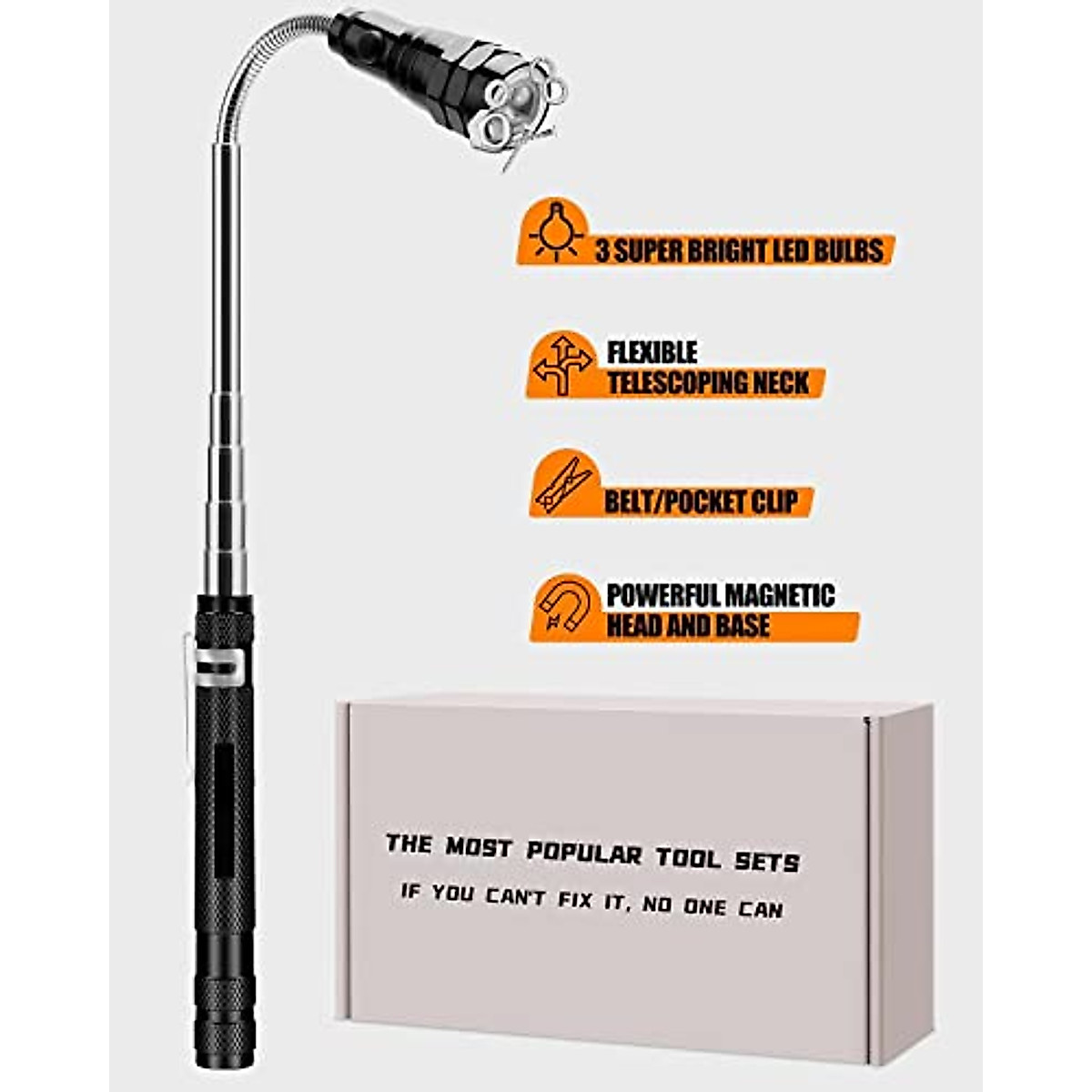 Christmas Gifts for Men Dad Husband Him from Daughter Wife Son Kids, Cool Gadgets for Men Gifts - Universal Socket/Magnetic Pickup Tool with LED/Magnetic Wristband/LED Flashlight Gloves