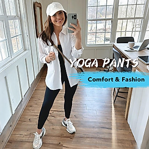 MOREFEEL Leggings with Pockets for Women, High Waisted Tummy Control Workout Black Hip Lift Yoga Pants Activewear