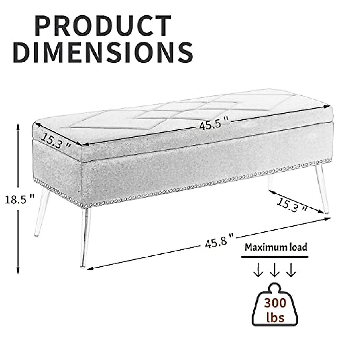 MOJAY Modern Velvet Storage Ottoman Bench, Upholstered Footrest with Rivet Decoration Table Dining Stool with Golden Legs for Entryway Dining Room Living Room Bedroom (Dark Green)