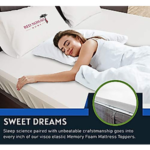 Red Nomad Memory Foam Mattress Pad 4 Inch - Twin Size Mattress Topper for Back Pain Relief. Breathable, Comfortable Cooling Bed Pad/Made in The USA