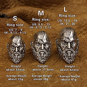 S925 Silver Heavy Ring for Men ~ Spartan Kratos God of war ~ Sterling Silver 925 ~ Viking Warrior Ring,