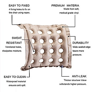 Inflatable Seat Cushion Portable Chair Cushion for Office Wheelchair Travel Cars Airplanes Coccyx Tailbone Sciatica Ideal for Daily Use Prolonged Sitting Relief, 1Pack Khaki