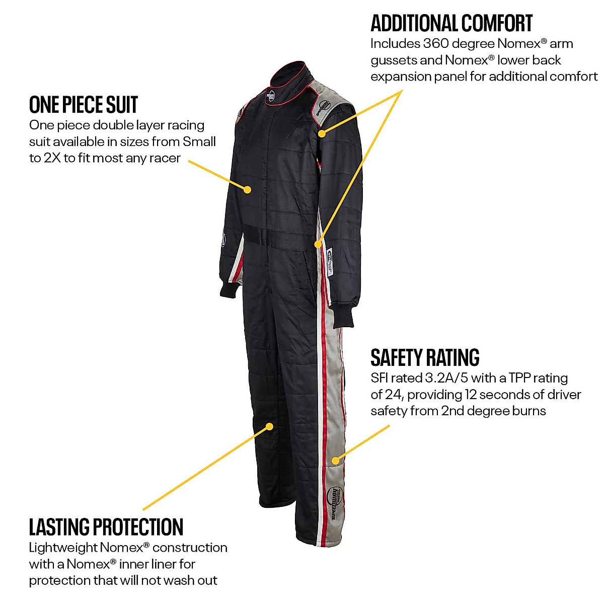 Speedway Formula SFI 3.2A/5 1-Piece Racing Suit, Large
