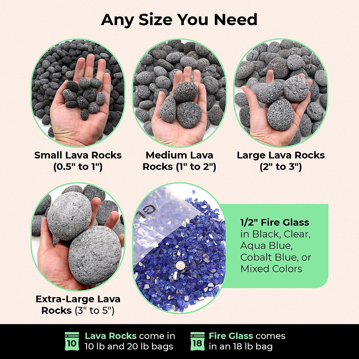 Premium Pebbles Black Lava Rocks for Fire Pit - 2 to 3 inch - 10 lbs - Gas Fireplace Rocks - Decorative Lava Stone for Indoor & Outdoor Gas Fireplace