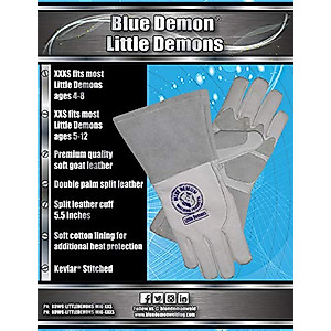 Blue Demon Little Demons kids welding gloves, XX Small, White