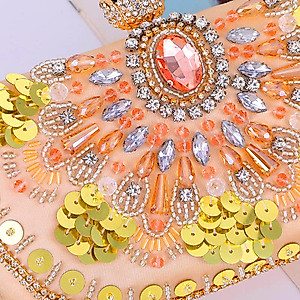 VEABEST Women Evening Handbag Rhinestone Sparkly Glitter Clutch Purse Wedding Clutch for Bridal Wedding Prom Party (Champagne 1)